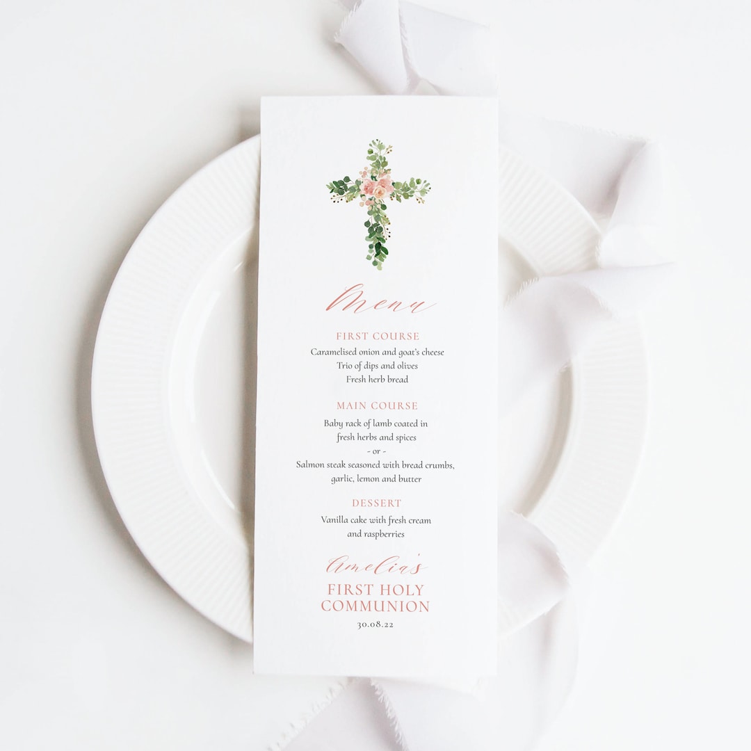 Digital Girl Baptism Menu Template, Girl Christening Menu, Girl ...
