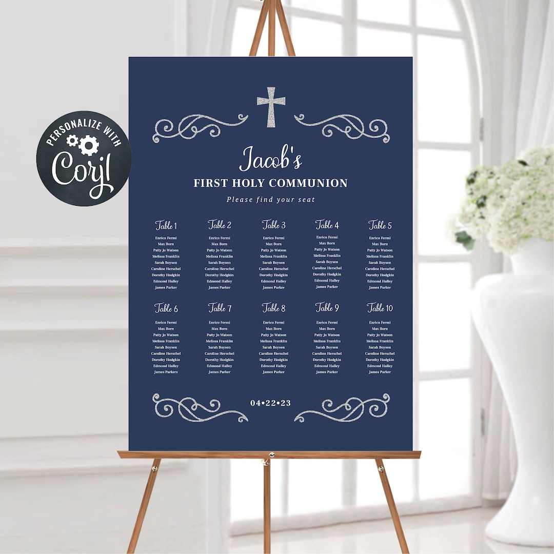 Communion Seating Chart, Seating Chart Template, Editable Seating Chart ...