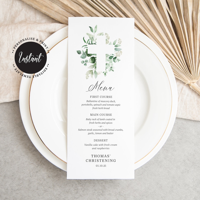Baptism Menu Template Christening Menu Boy Baptism Menu - Etsy