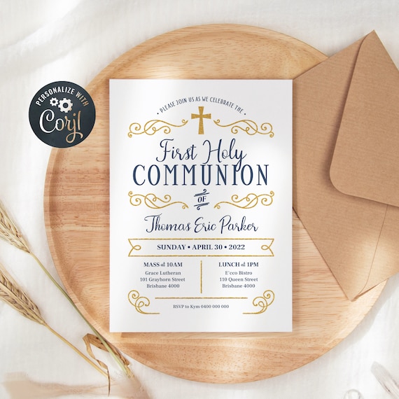 Editable Holy Communion Invitation Template Digital Communion - Etsy