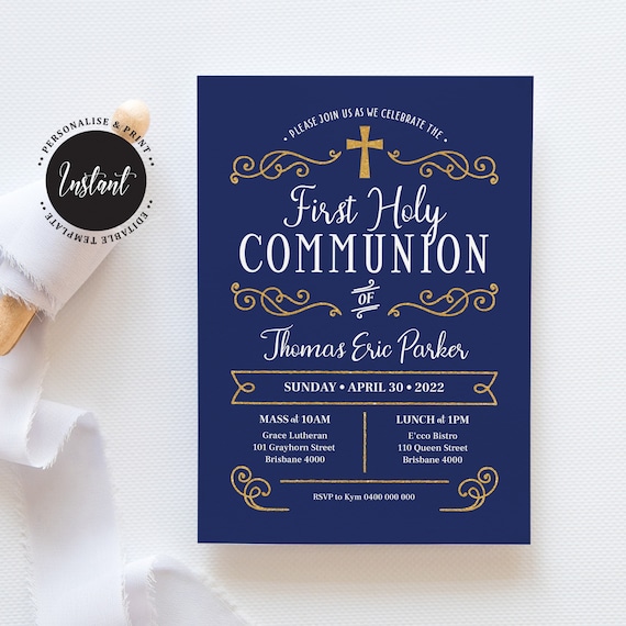 Editable Boy Holy Communion Invitation Digital Communion - Etsy