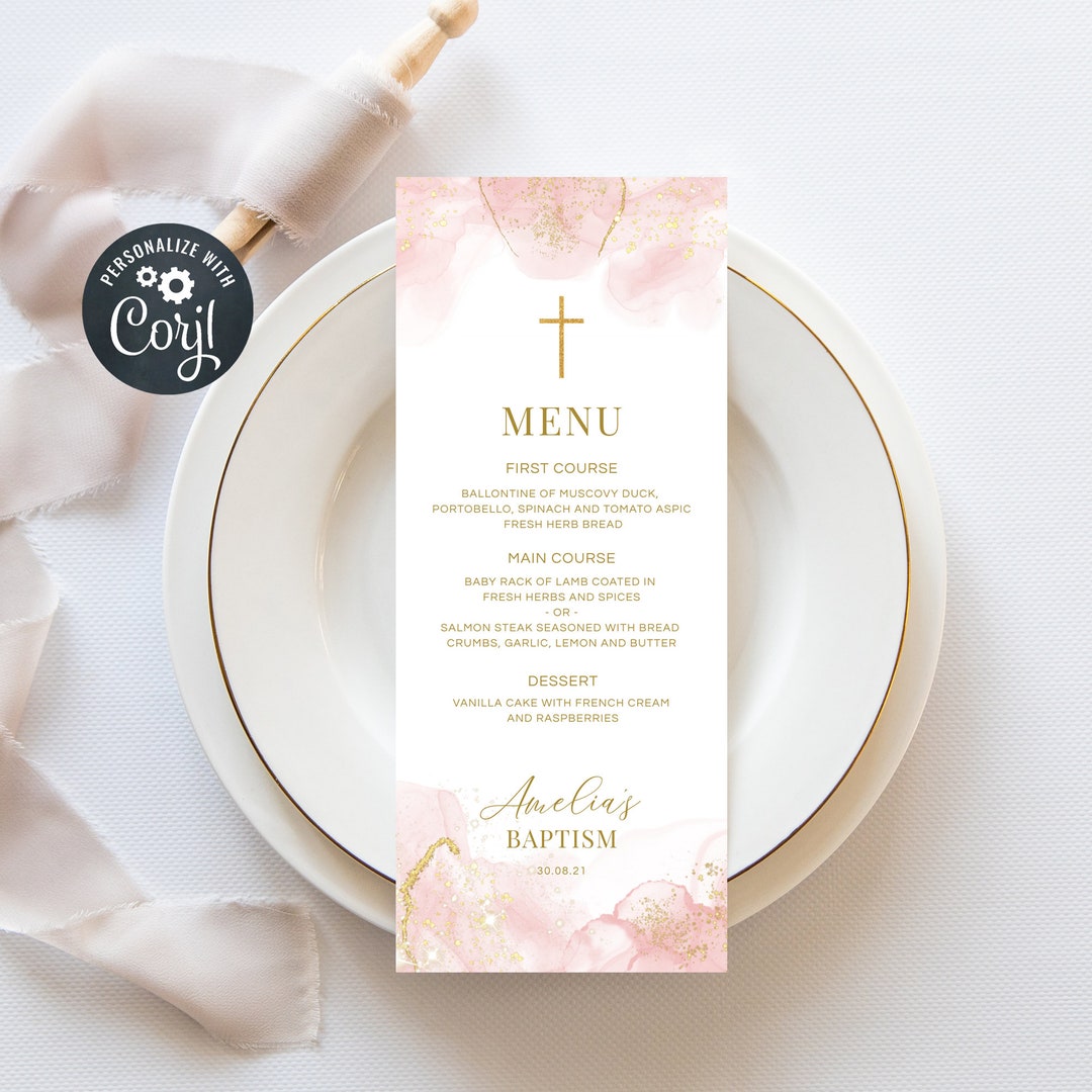 Digital Girl Baptism Menu Template, Girl Christening Menu, Girl ...