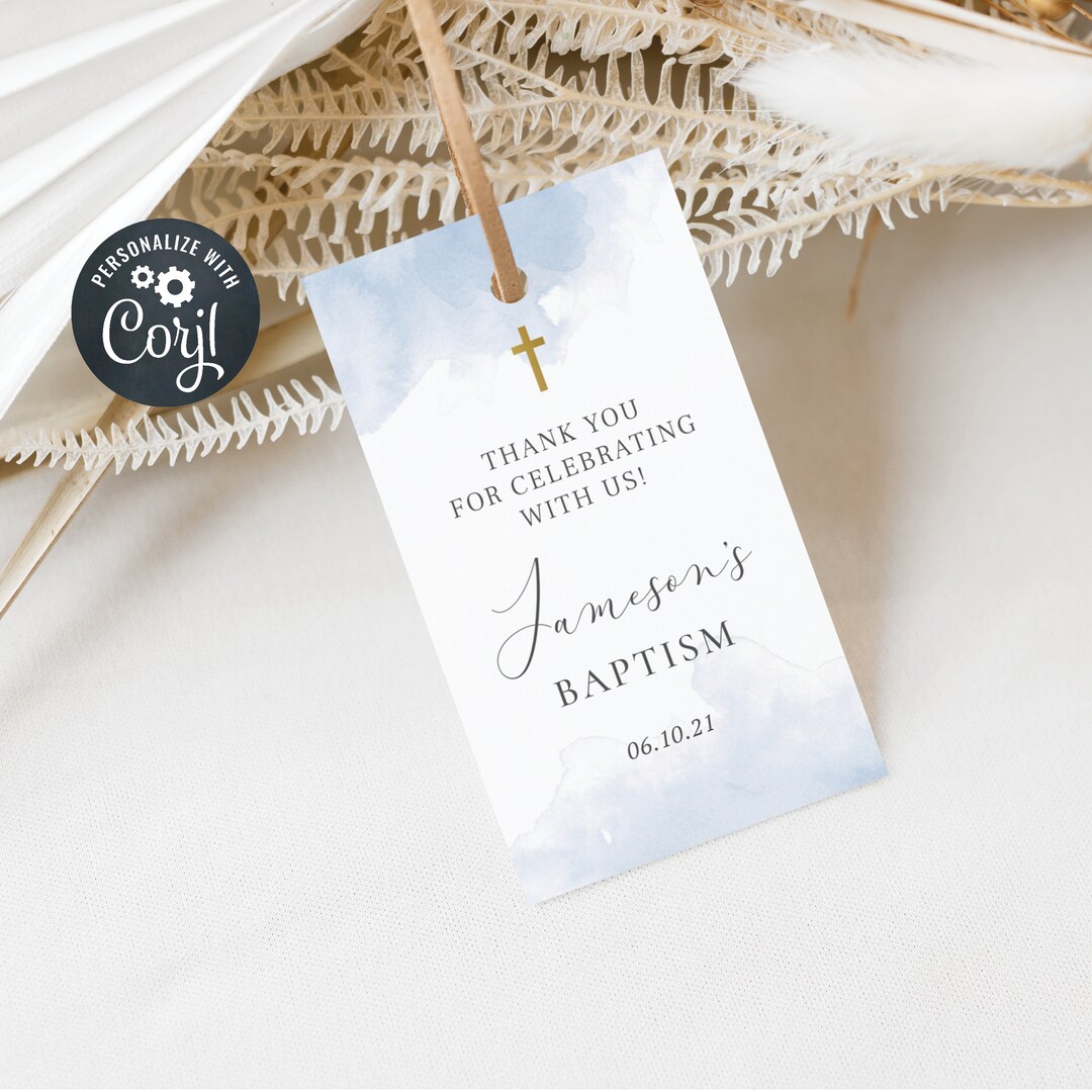 Baptism Favor Tags, Editable Christening Favor Tags, Printable Favor ...