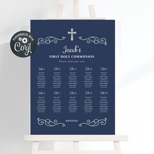 Communion Seating Chart, Seating Chart Template, Editable Seating Chart ...