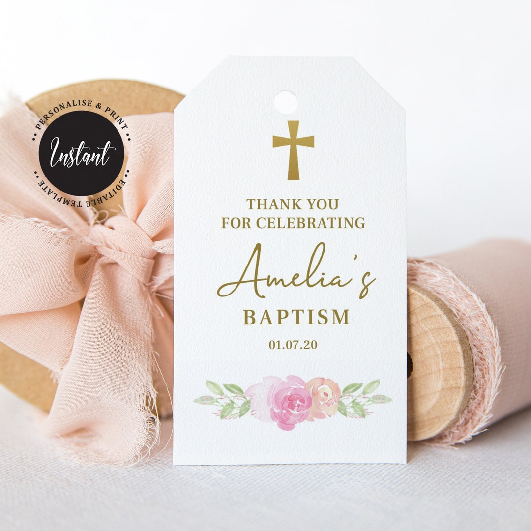 Editable Christening Favor Tags, Girl Baptism Favor Tags, Printable ...