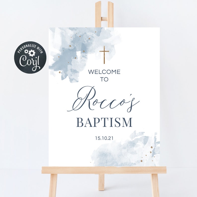 Boy Baptism Welcome Sign Christening Welcome Sign Instant - Etsy