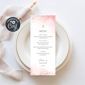 Digital Girl Baptism Menu Template, Girl Christening Menu, Girl Baptism ...