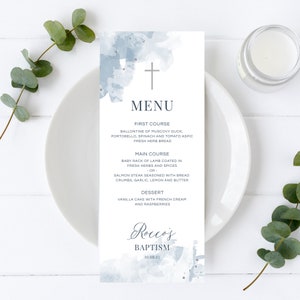 Baptism Menu, Blue Baptism Menu, Christening Menu, Boy Baptism Menu ...