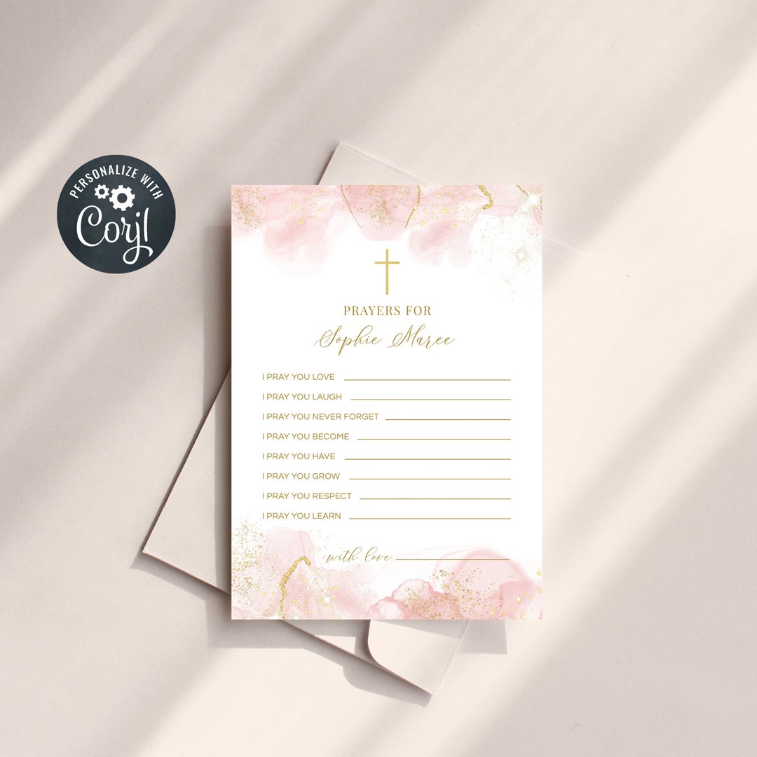 Editable Baptism Prayer Card Template, Christening Prayer Card, Baby ...
