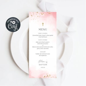 Digital Girl Baptism Menu Template, Girl Christening Menu, Girl Baptism ...