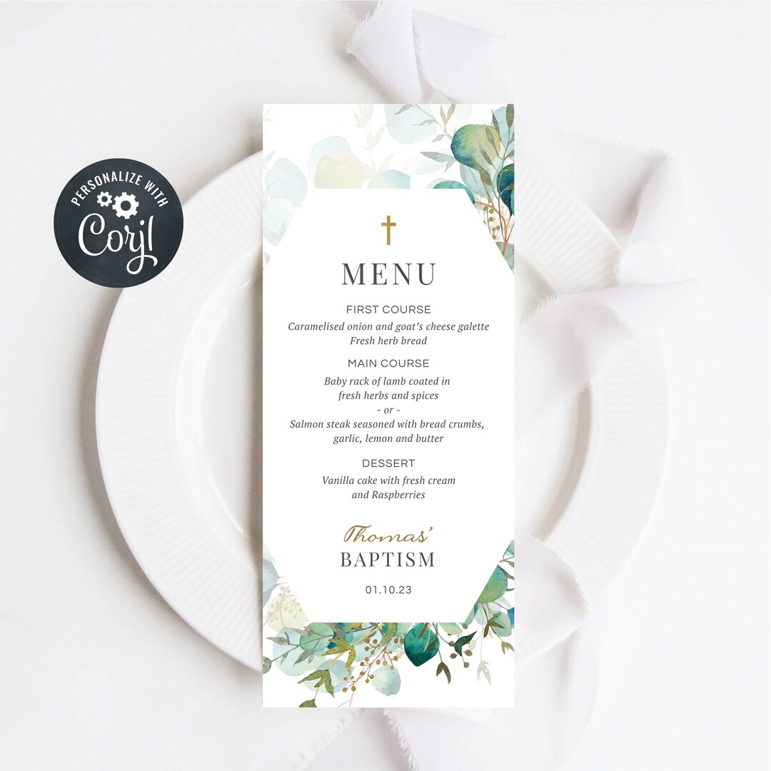 Baptism Menu Template, Christening Menu, Communion Menu, Boy Baptism ...