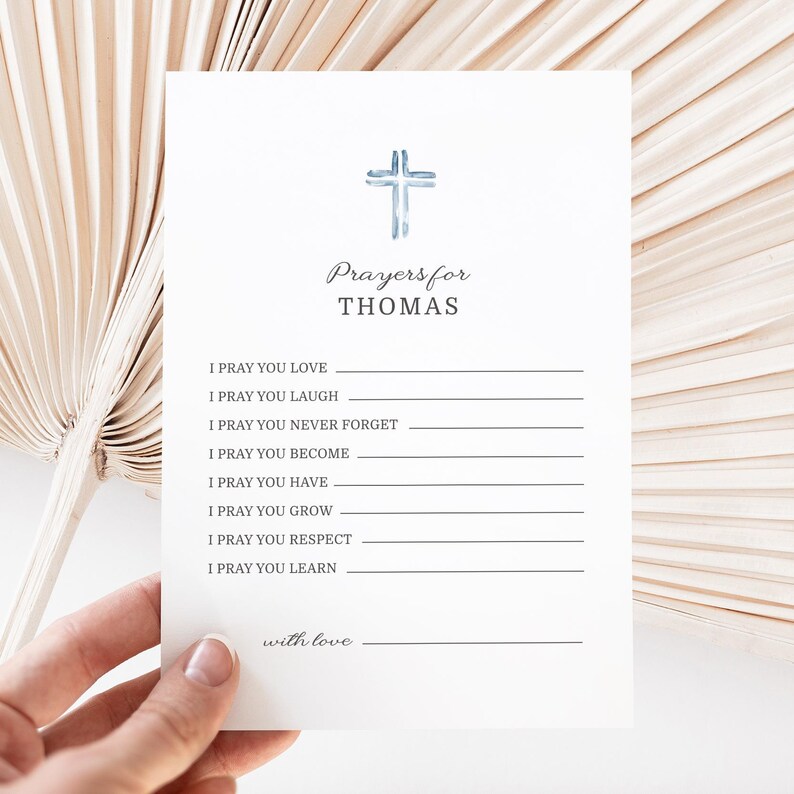 Editable Baptism Prayer Card Template, Christening Prayer Card, Baby ...