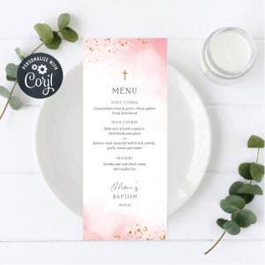 Digital Girl Baptism Menu Template, Girl Christening Menu, Girl Baptism ...