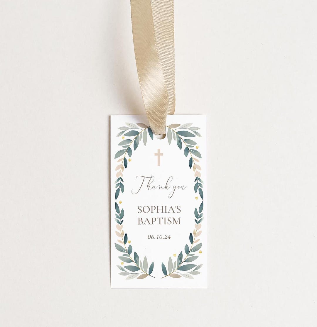 Baptism Favor Tags, Editable Christening Favor Tags, Communion Gift ...