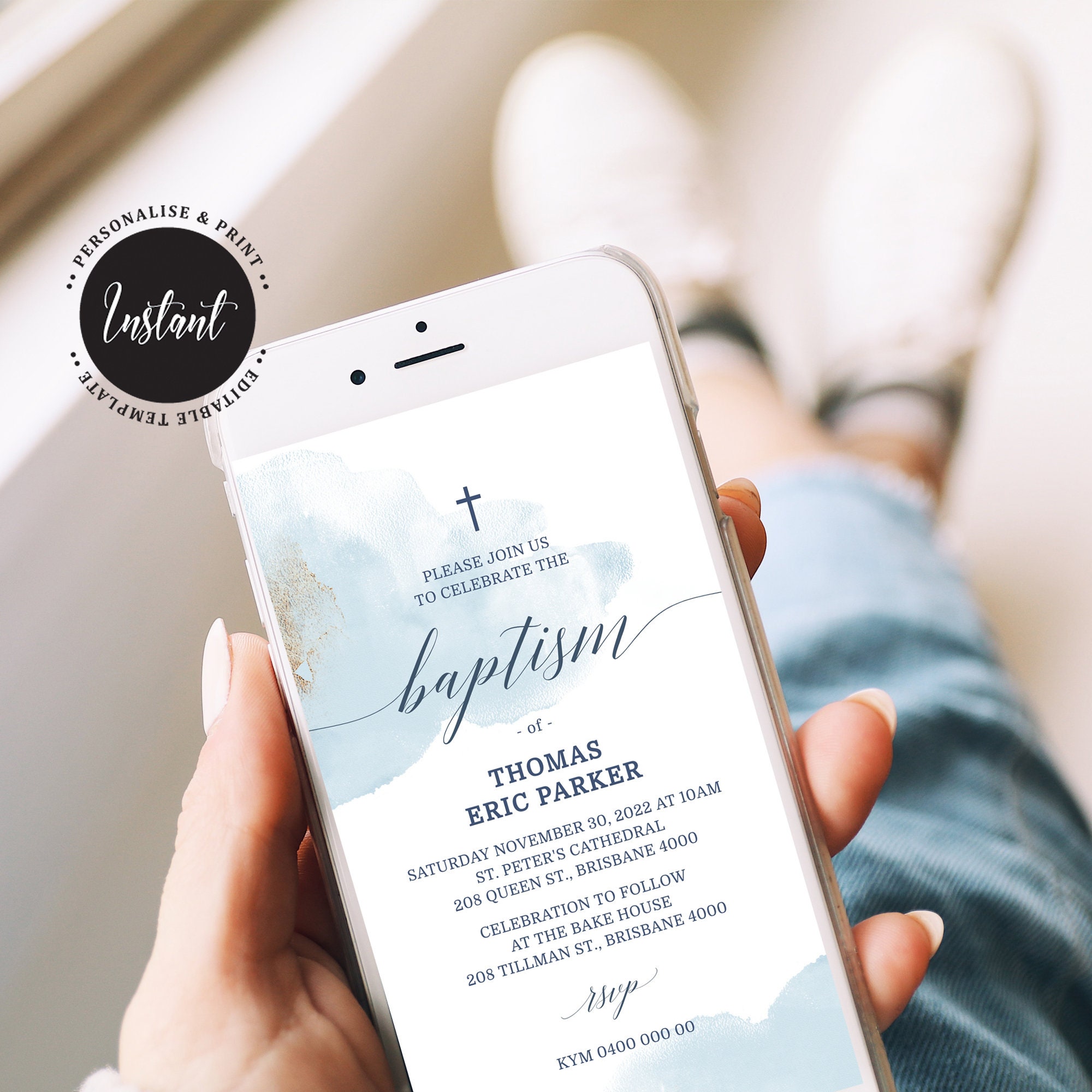 Digital Baptism Invitation Template Baptism Evite | Etsy