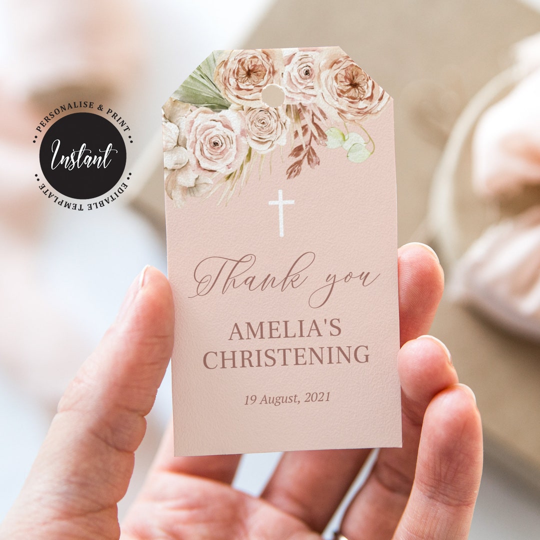 Editable Christening Favor Tags, Girl Baptism Favor Tags Template ...