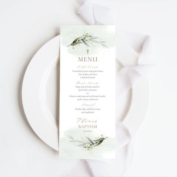Plantilla de menú de bautismo menú de bautizo menú de - Etsy México