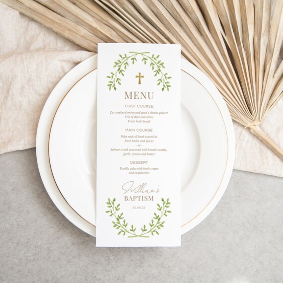 Baptism Menu Template Christening Menu Communion Menu Boy | Etsy