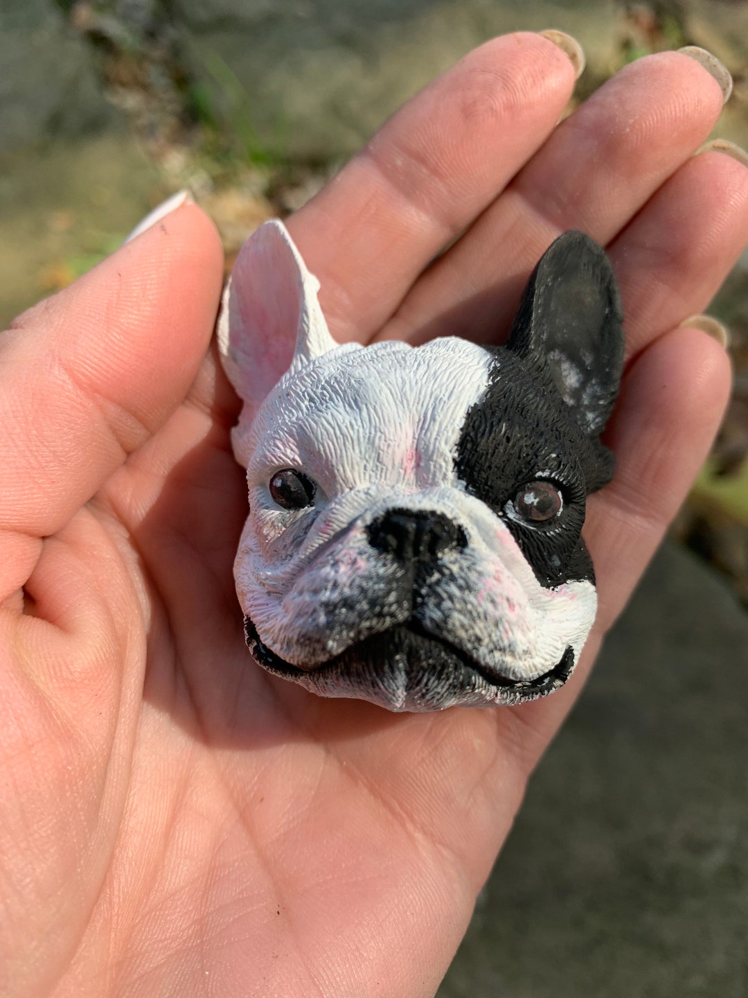 Custom Dog Head Plaster Boston Terrier Frenchie Magnet 2" Handmade - Etsy