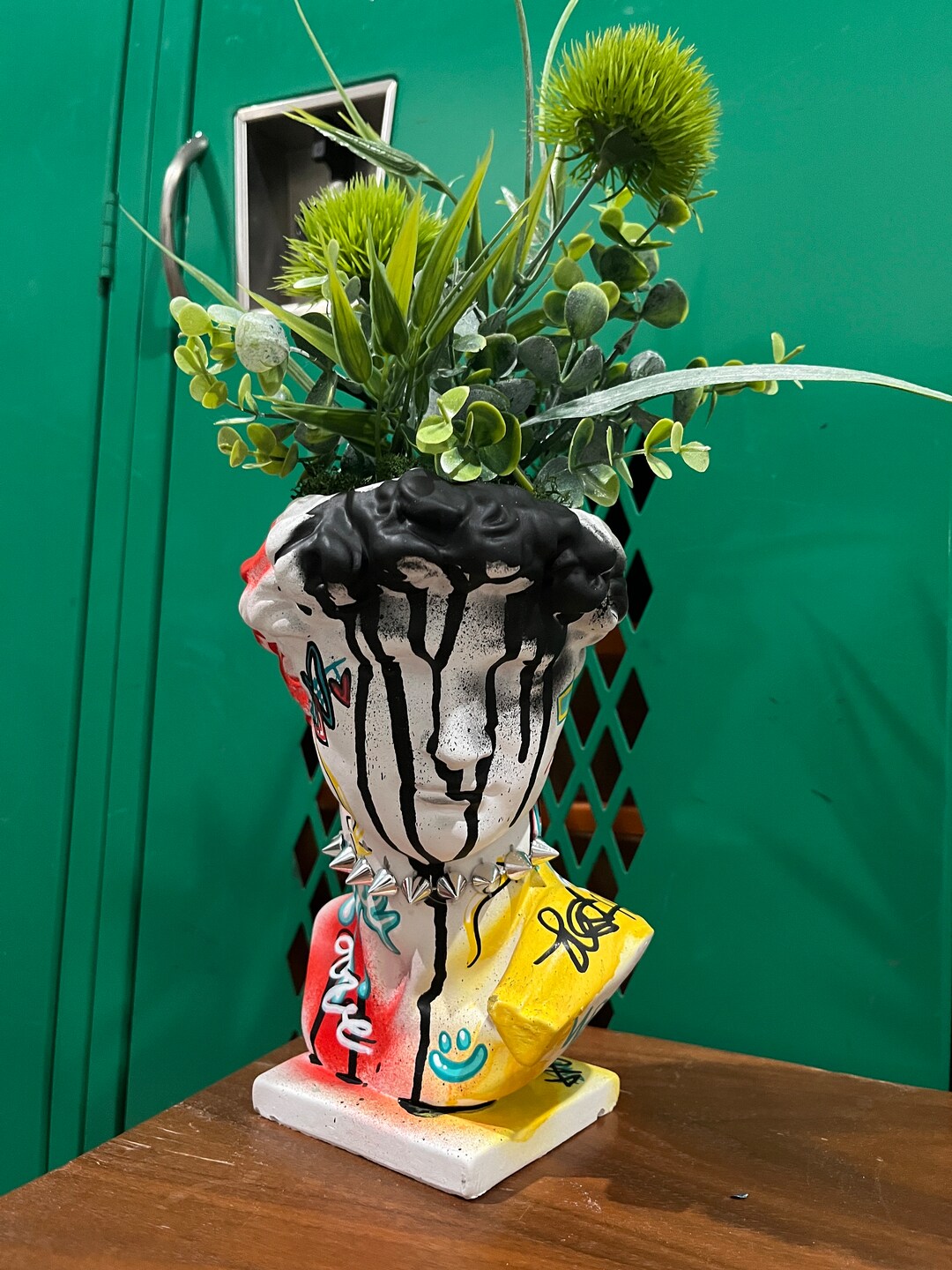 Custom Hand Painted Graffiti Style Male Female Bust Faux Flower Pot - Etsy