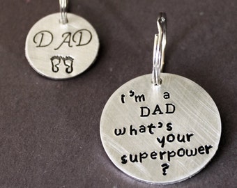 Dad Papa Superdad Daddy Gift Keychain Key Chain Daughter Son - Etsy