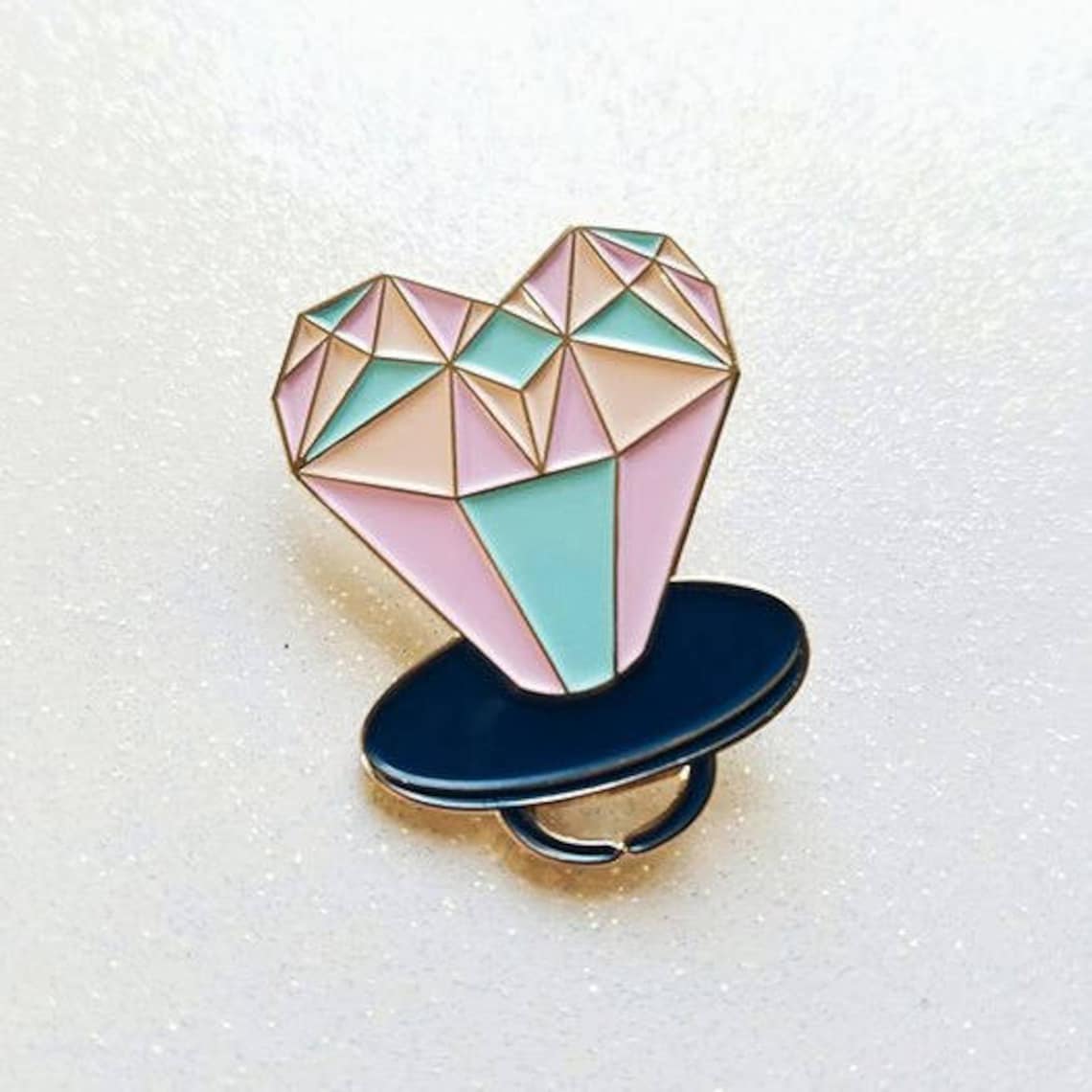 Crystal Ring Pop Enamel Pin - 90s Nostalgia, Heart Hat Lapel Badge ...