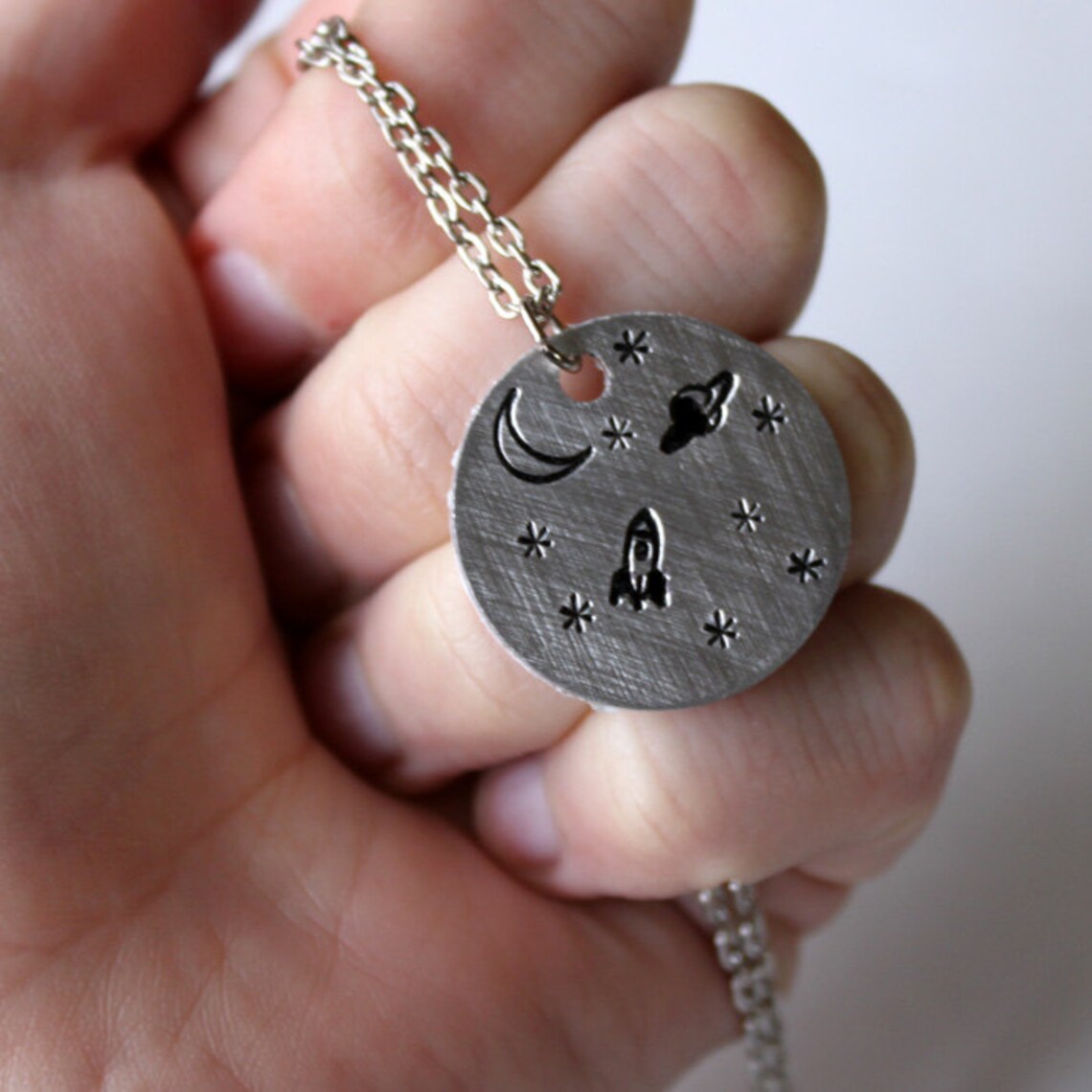 Space Necklace Spaceship Jewelry Moon Saturn Stars NASA | Etsy