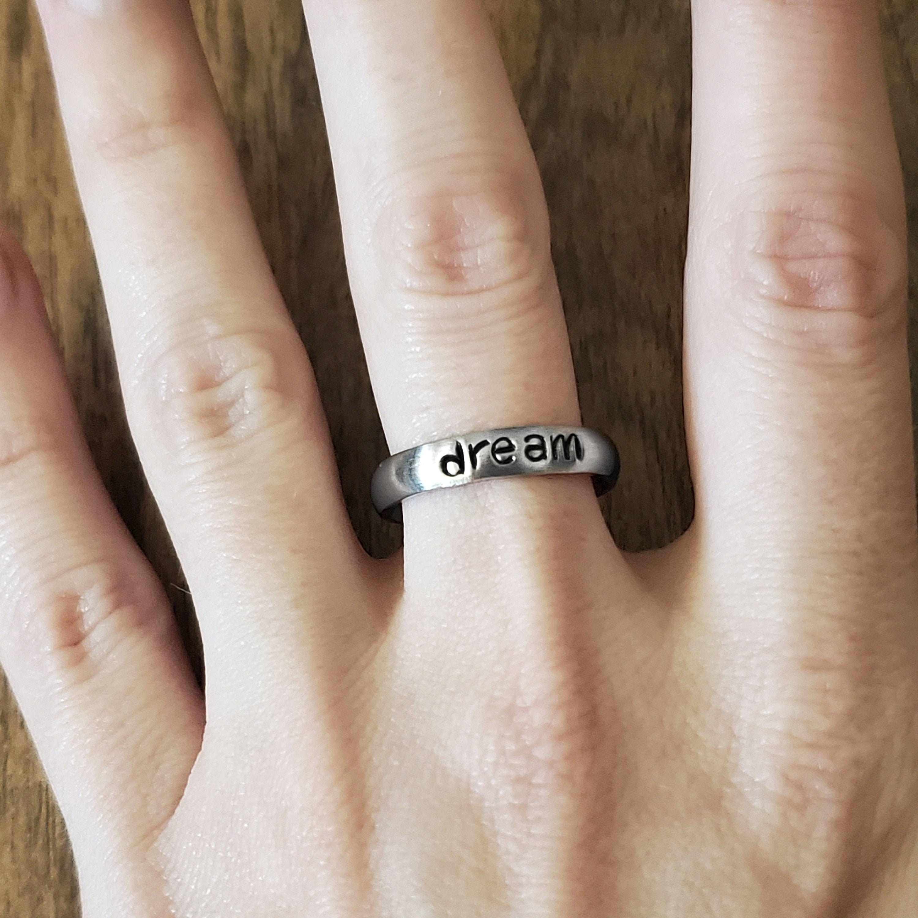 Dream Ring Inspirational Stacking Ring Power Word Dream On - Etsy