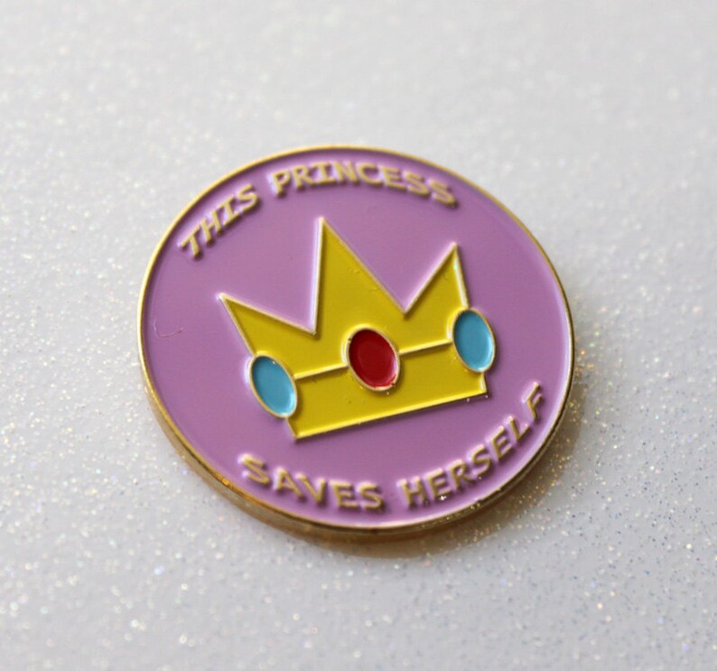 Crown Enamel Pin This Princess Saves Herself Hat Lapel Pin - Etsy