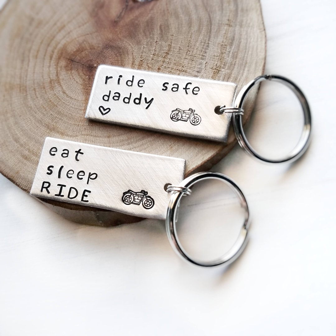 Motorcycle Keychain - Choice of Eat Sleep Ride, Safe Daddy - Cruiser ...