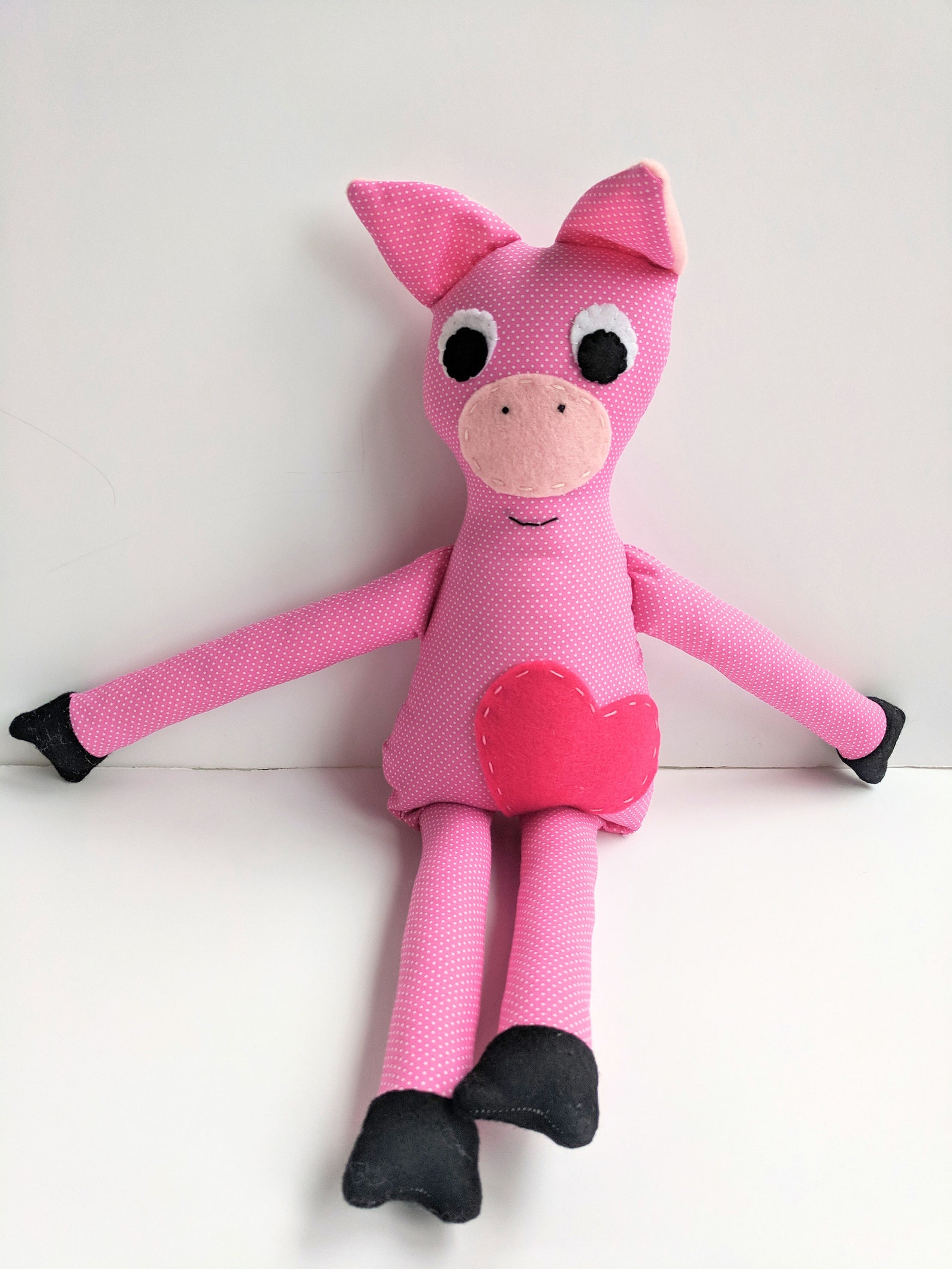 Cute Pink Pig Stuffed Animal, Chubby Pig Stuffed Animal in Polka Dot ...