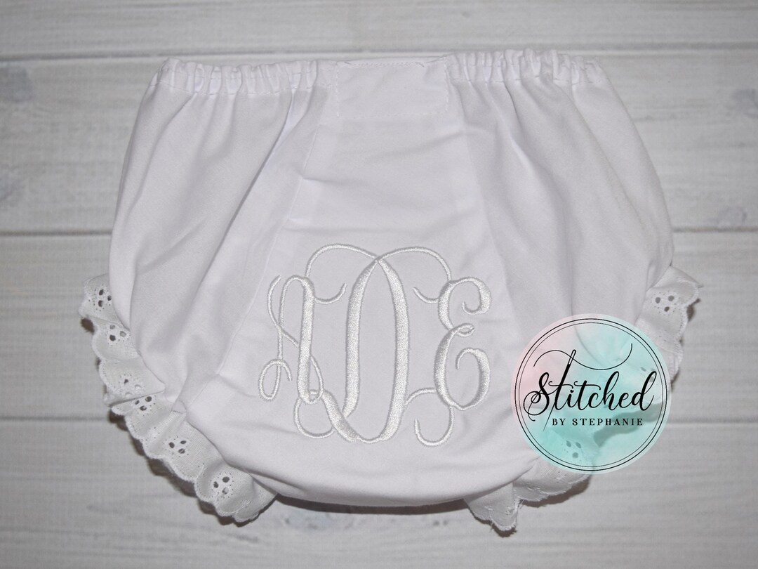 Baby Girl White Monogrammed Embroidered Diaper Cover Bloomers - Etsy
