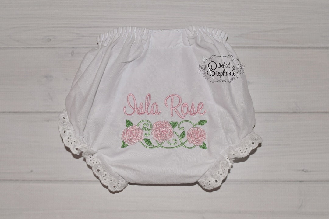 Bébé fille rose rose bloomers personnalisés fleur monogrammé - Etsy France