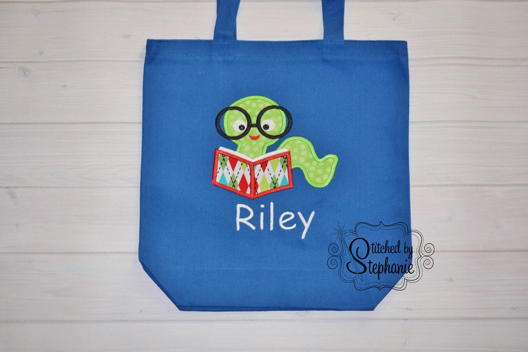 Blue Bookworm Reading Book Applique Library Preschool Boys or Girls ...