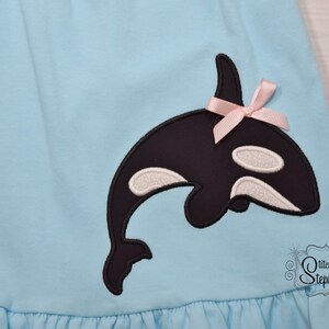 Girls Orca Whale Applique Dress Aqua Blue Short Sleeve Ruffle - Etsy
