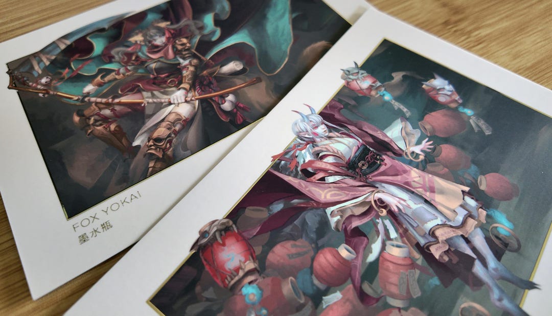 Oni Set With 4 Gold Foil Art Prints 5" X 7" - Etsy