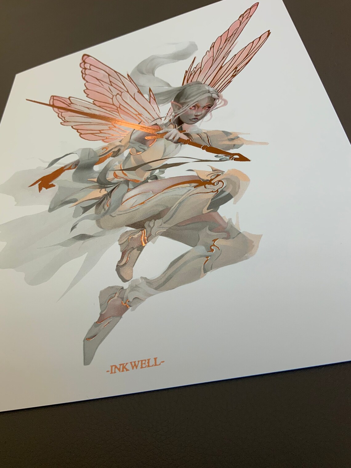 Dragon Fly Knight ROSE GOLD Leaf/ Foil Print 8x10 Fairy - Etsy