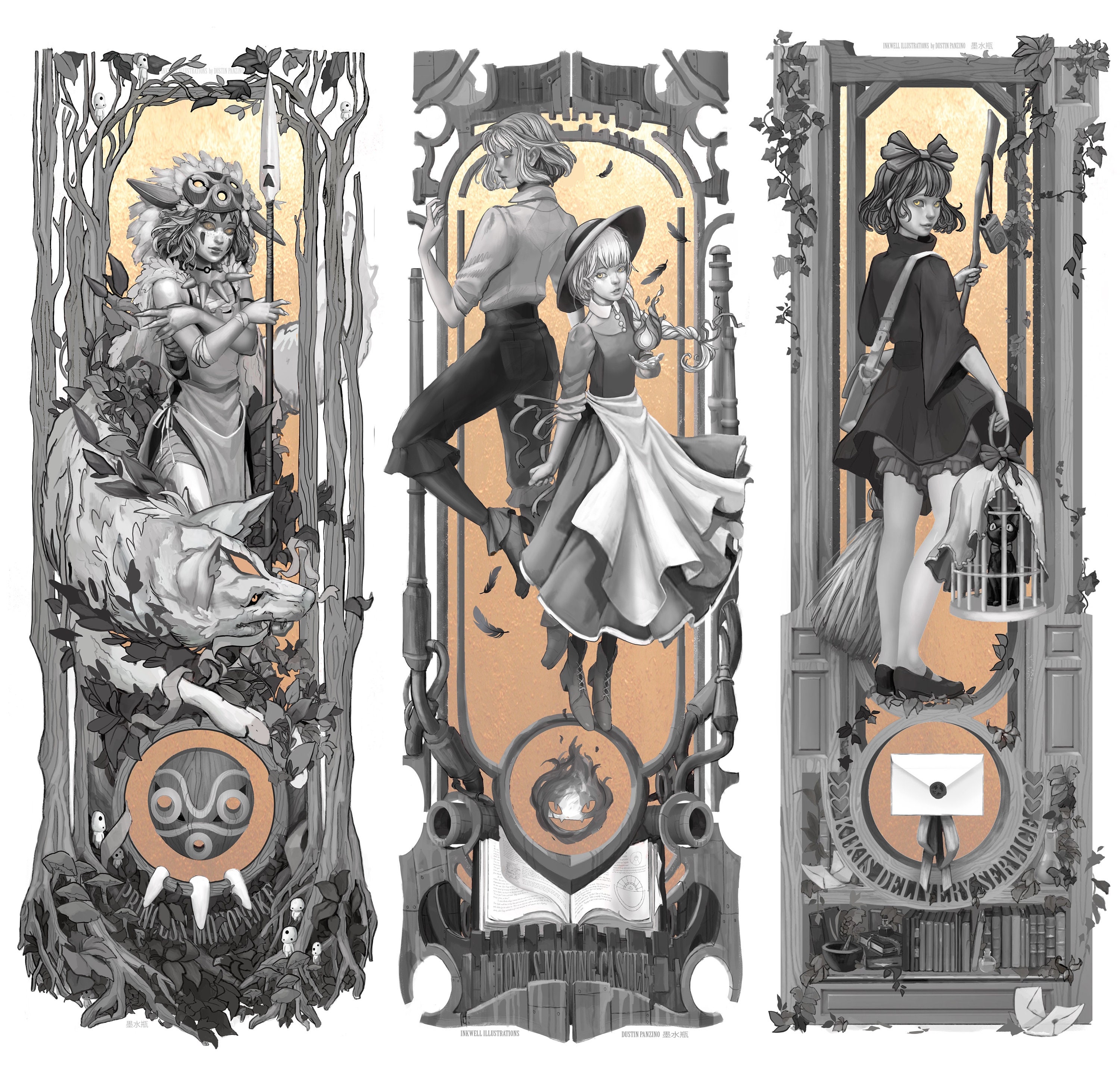 Art Nouveau Gold Leaf Art Print Set - Etsy Art Nouveau Gold Leaf Art Print Set - Etsy