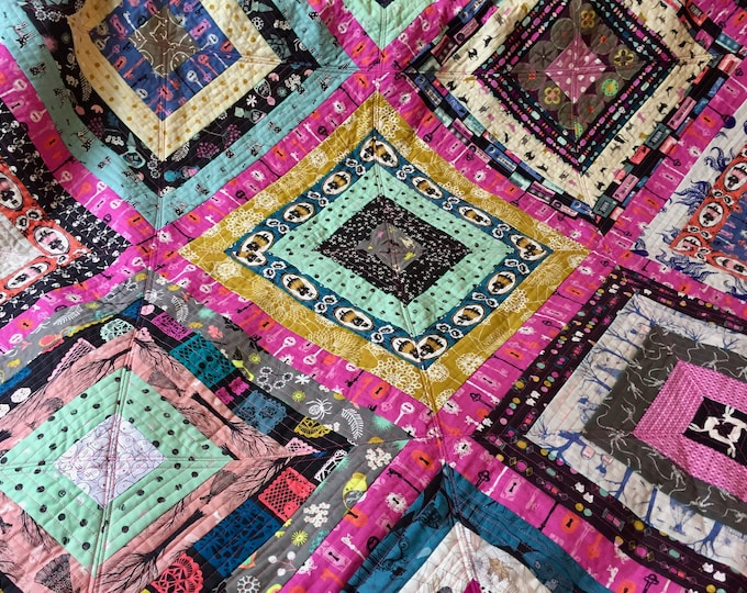 Large Halloween Inspired Patchwork Quilt, Velvet Backed Quilt, Lap ...