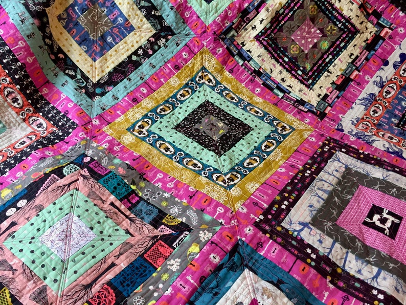 Large Halloween Inspired Patchwork Quilt, Velvet Backed Quilt, Lap ...