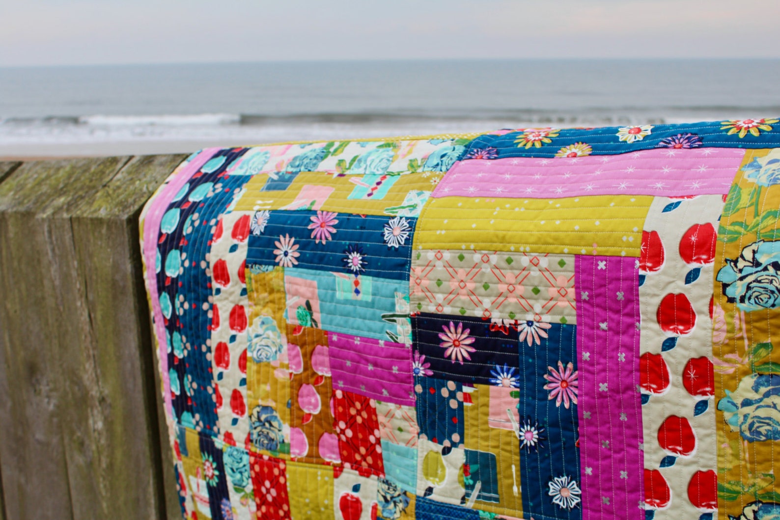Patchwork Lap Quilt or Sofa Throw Minky Backed Cotton + Steel Fabrics ...