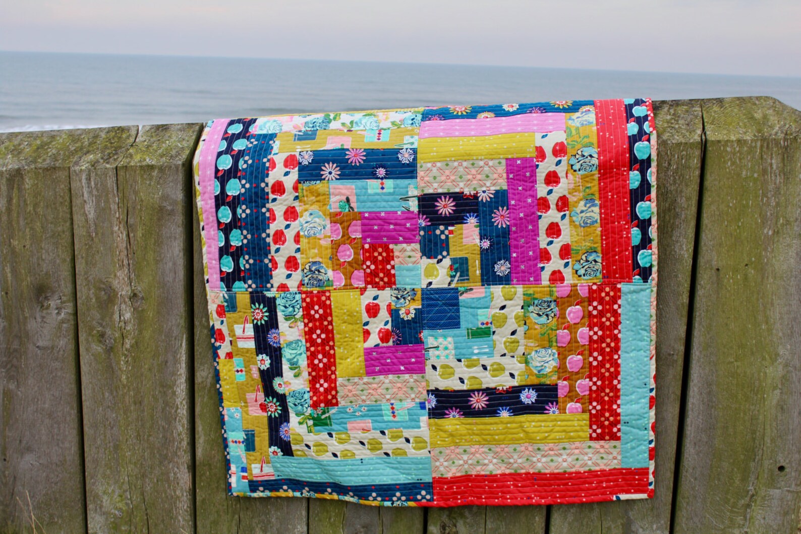 Patchwork Lap Quilt or Sofa Throw Minky Backed Cotton + Steel Fabrics ...