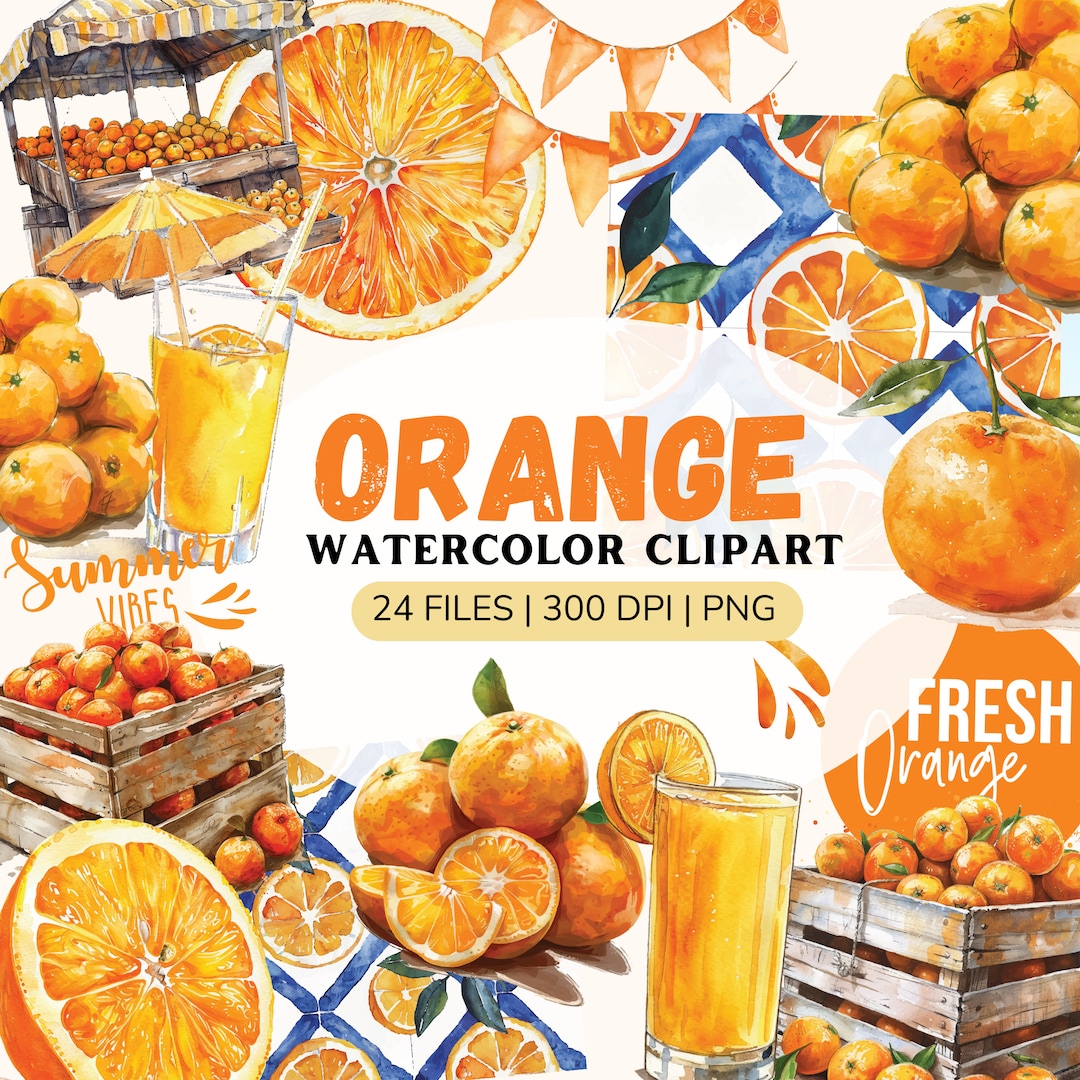 Watercolor Orange Clipart Png - Clip Art - Citrus Wreath - Orange Twig ...