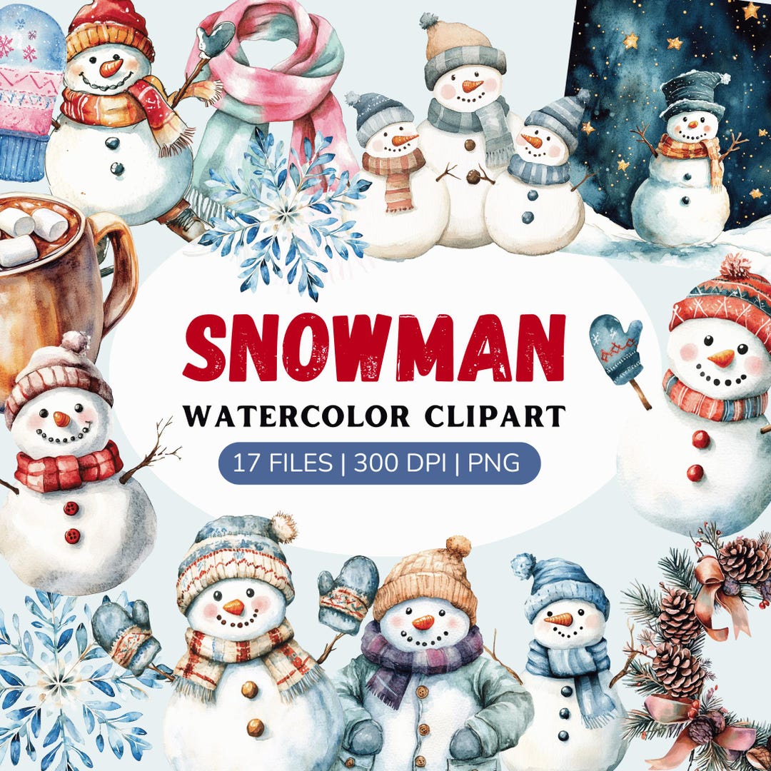 Watercolor Snowman Png, Snowman Clipart, Winter Scrapbook Images ...