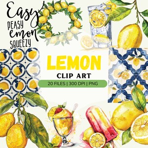 Watercolor Lemon Clipart | Lemonade | Cocktail Illustrations | Fruit ...