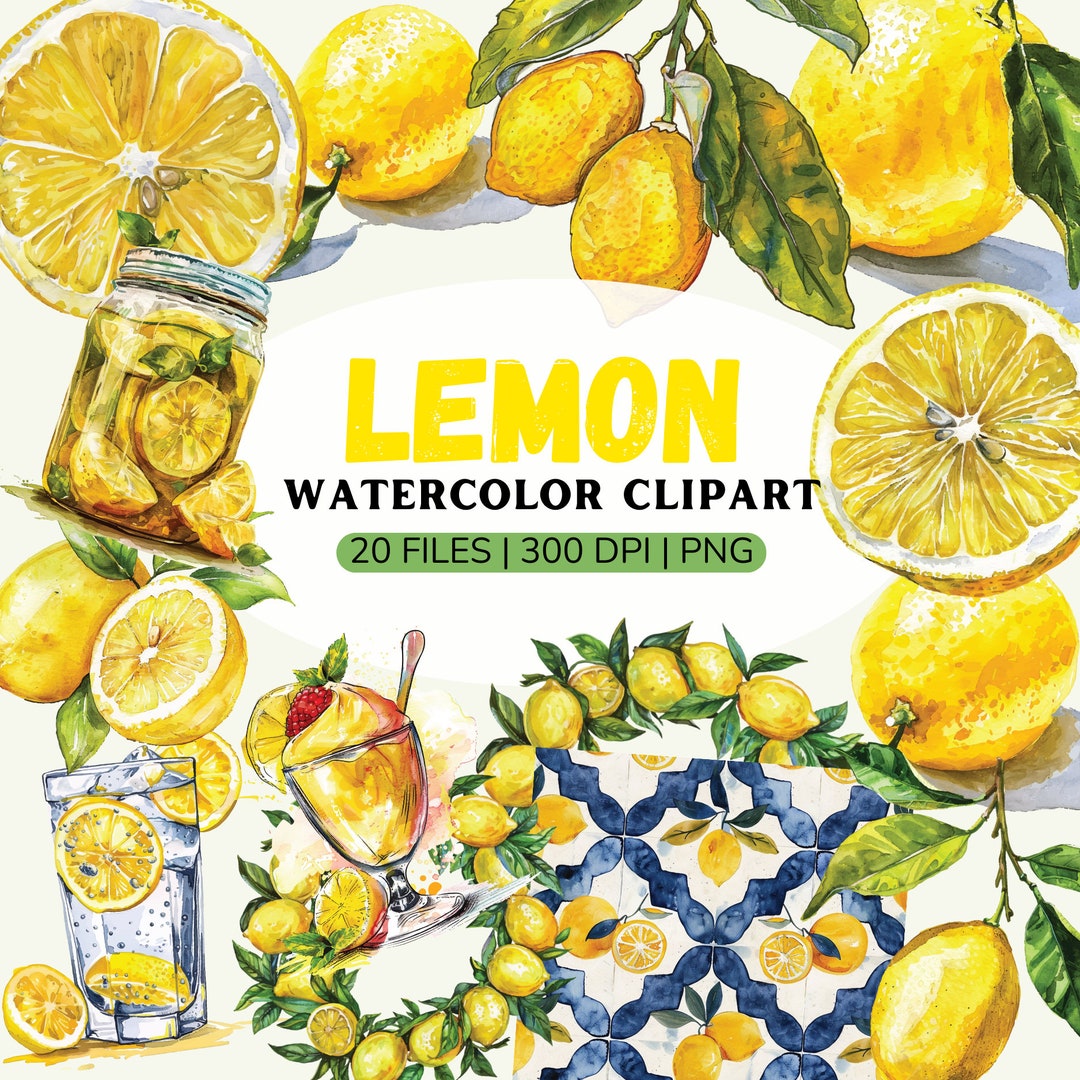 Watercolor Lemon Clipart | Lemonade | Cocktail Illustrations | Fruit ...