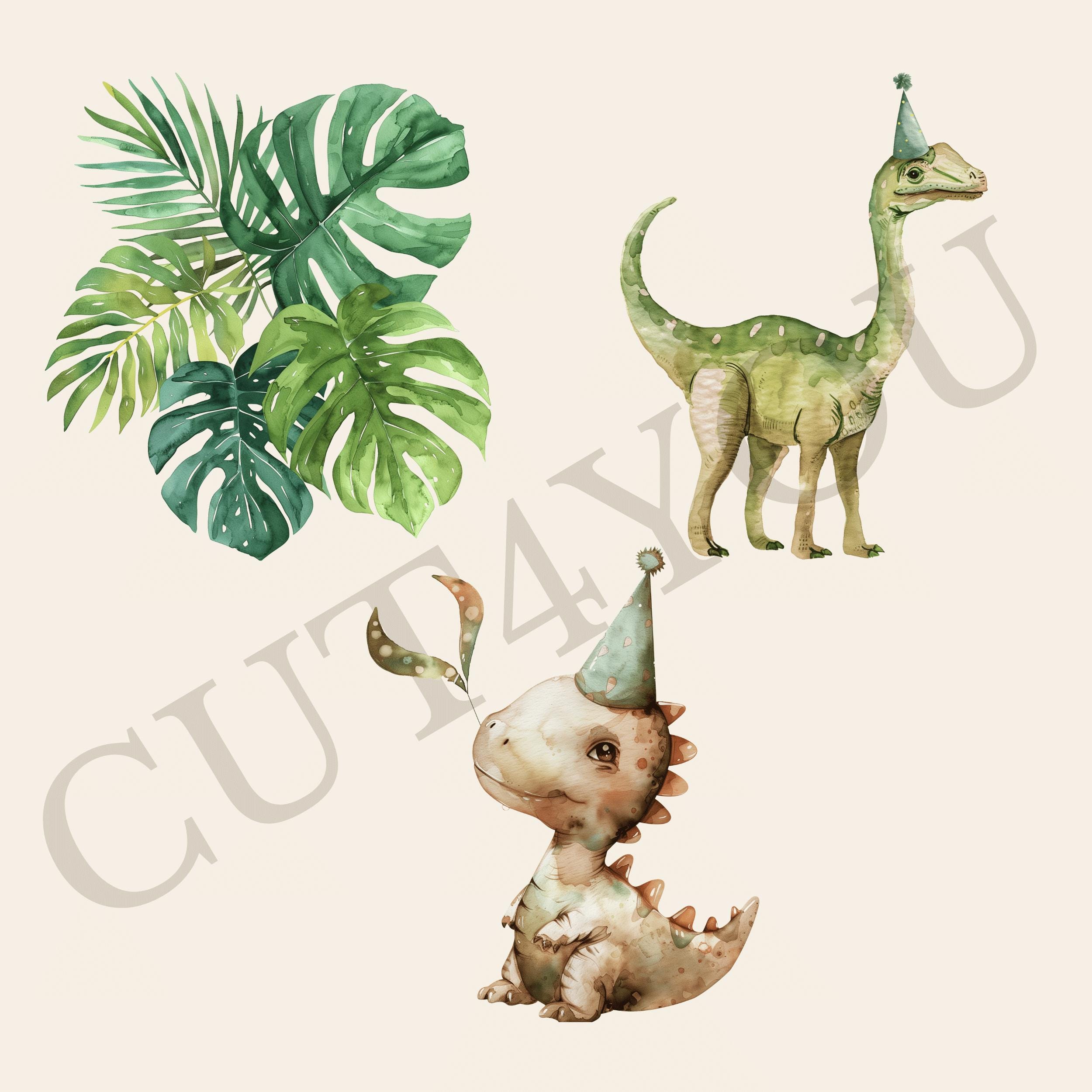 Party Dino Clipart, Cute Baby Dinosaur PNG, Watercolor Party Decor, T ...