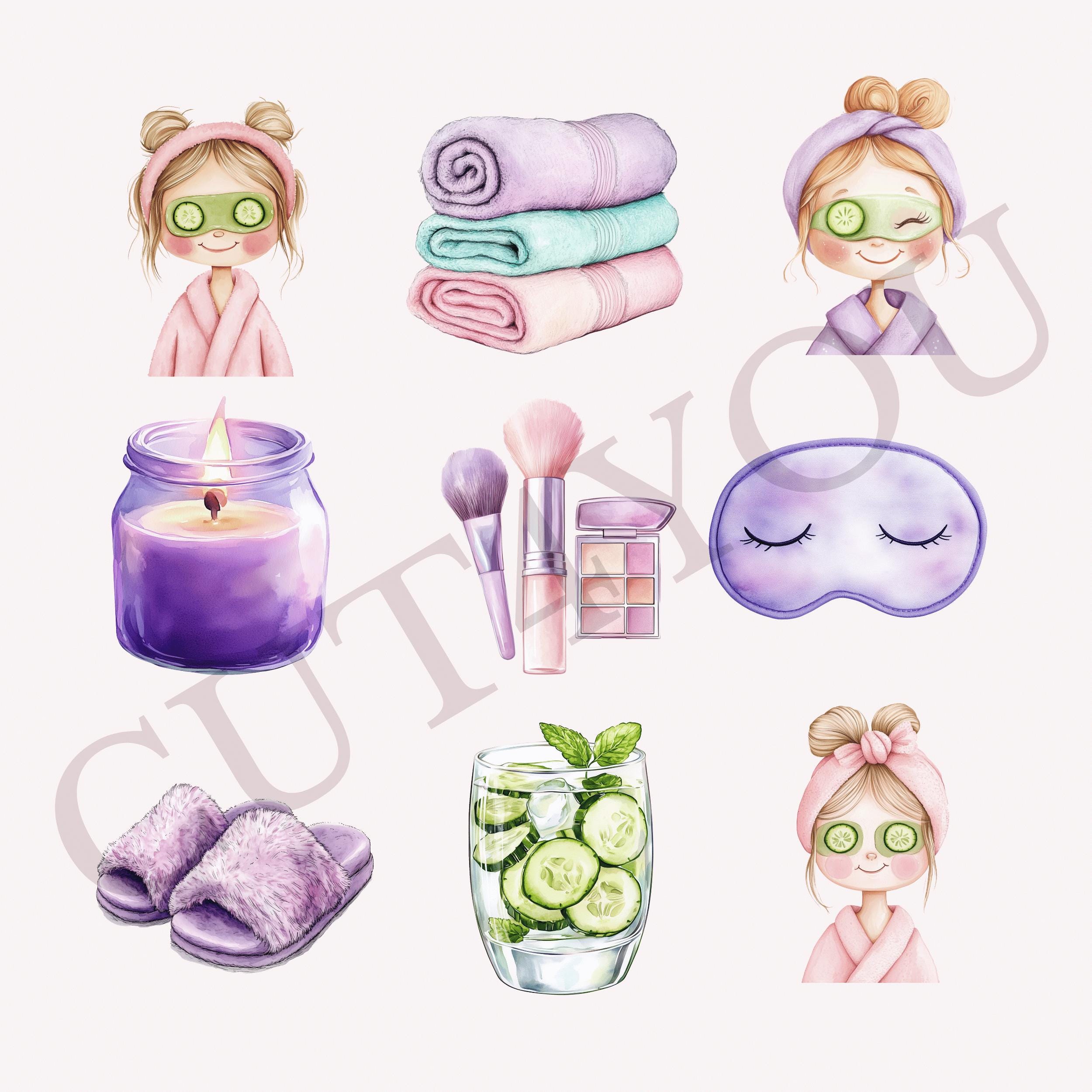 Cute Spa Clipart, Watercolor Girls Clipart, Spa Party Digital Download ...