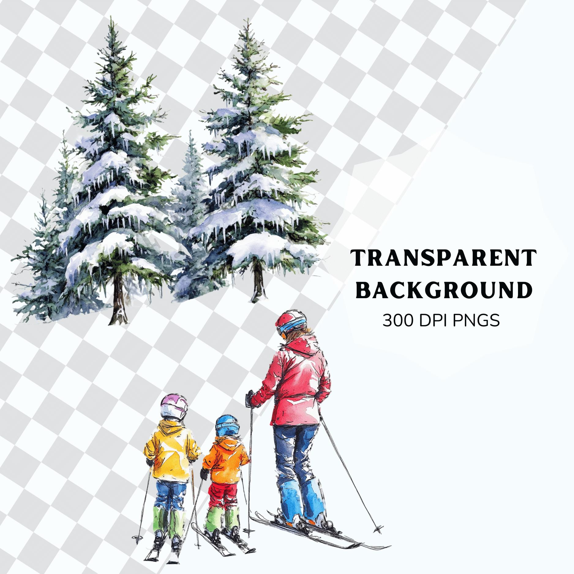 Watercolor Winter Sports Png, Snowboarding and Ski Clipart, Ski Nature ...