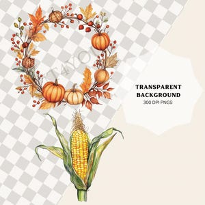 Watercolor Thanksgiving Clipart | Thanksgiving PNG | Autumn Leaves ...